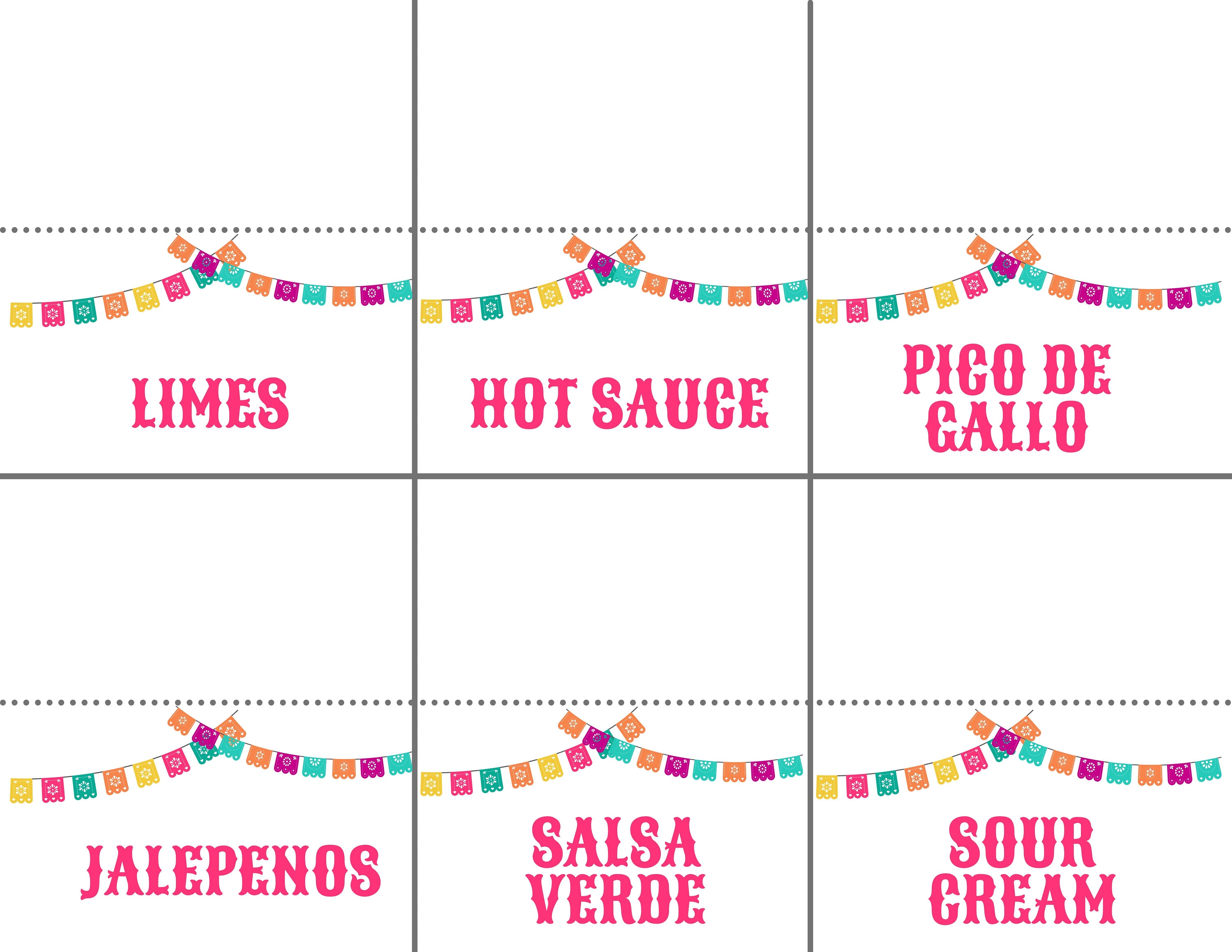 Walking Taco Bar Printable Sign Walking Taco Bar Food Labels | Etsy