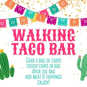 Walking Taco Bar Printable Sign Walking Taco Bar Food Labels | Etsy