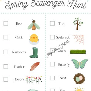 Spring Scavenger Hunt, Outdoor Kids Game Activity, Classroom Game for ...