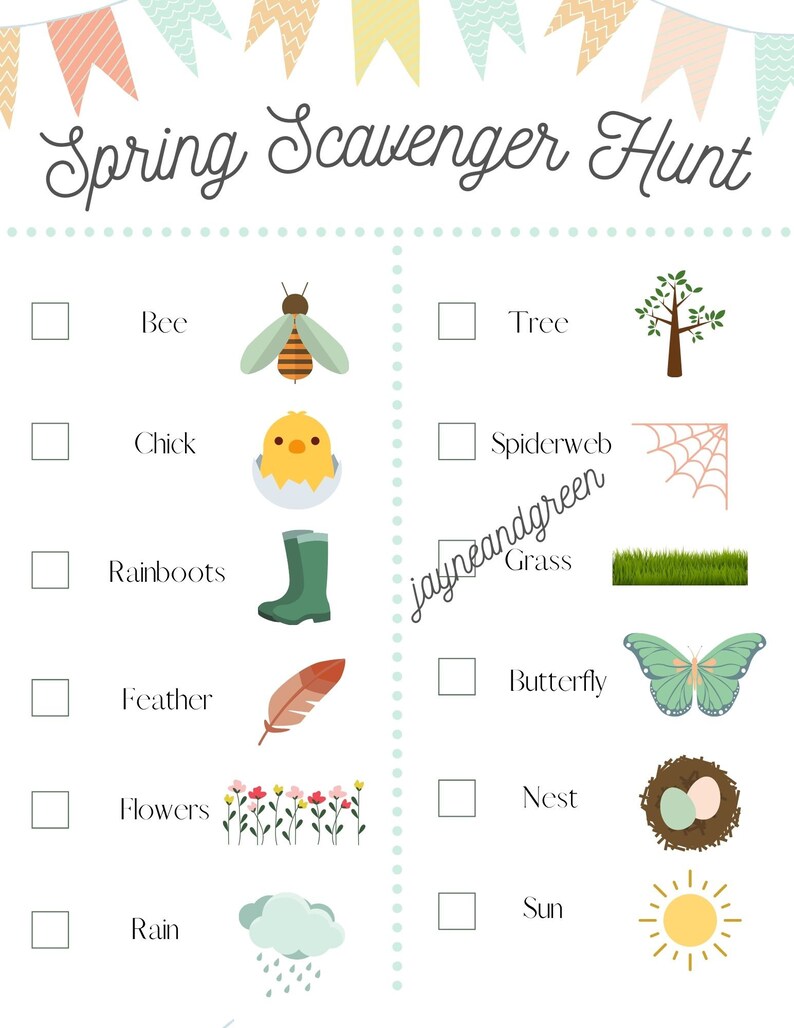 Spring Scavenger Hunt, Outdoor Kids Game Activity, Classroom Game for ...