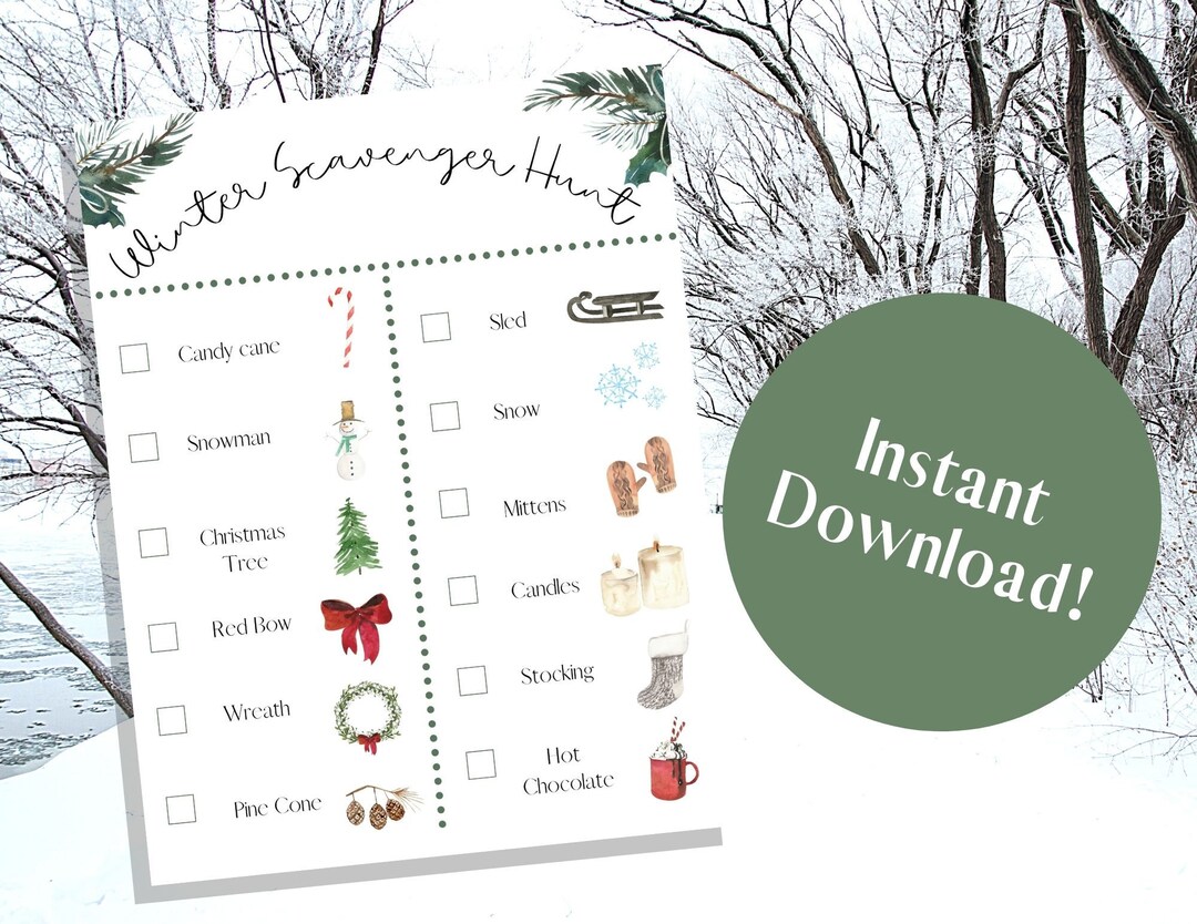 Winter Scavenger Hunt Printable Outdoor Scavenger Hunt - Etsy
