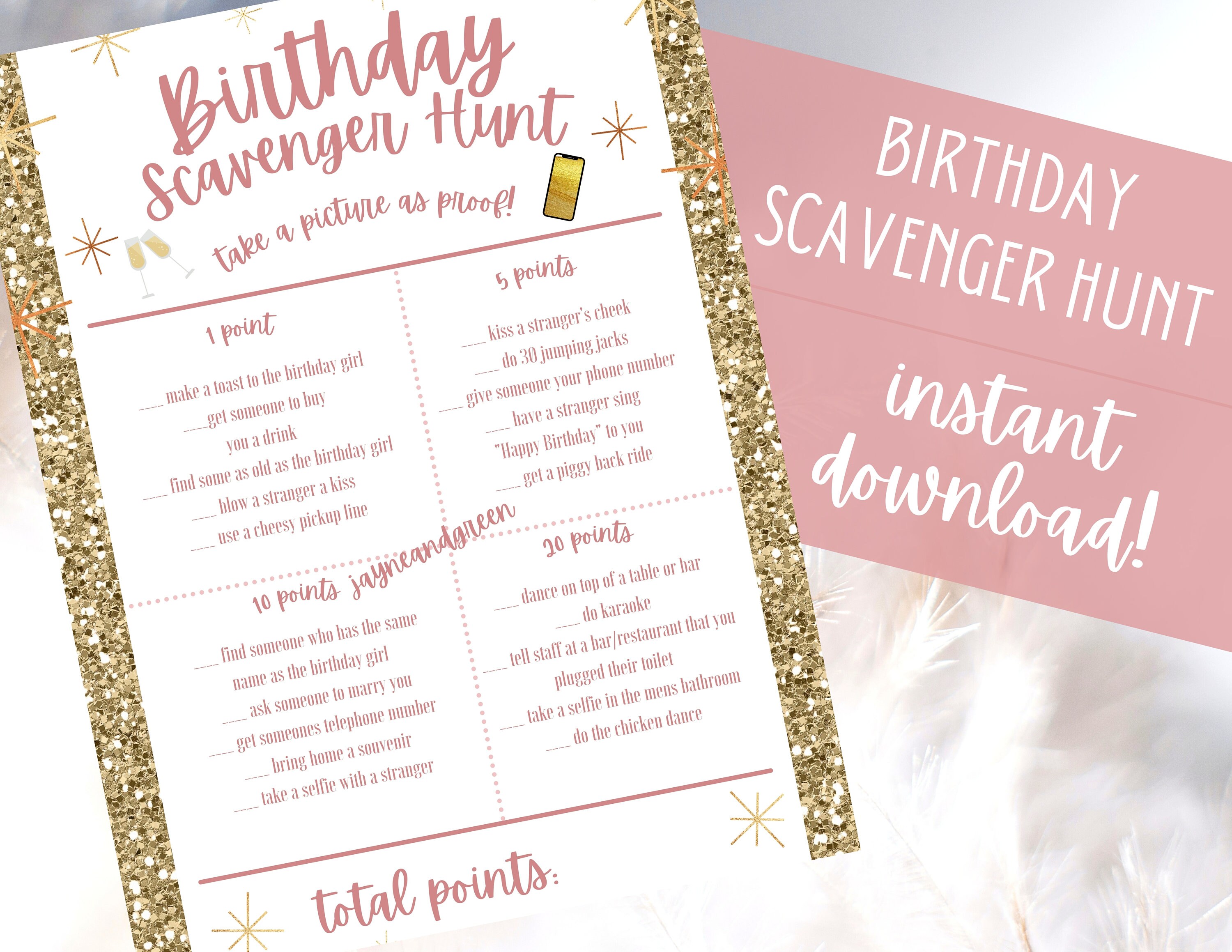 Adult Birthday Scavenger Hunt Adult Birthday Party Game - Etsy