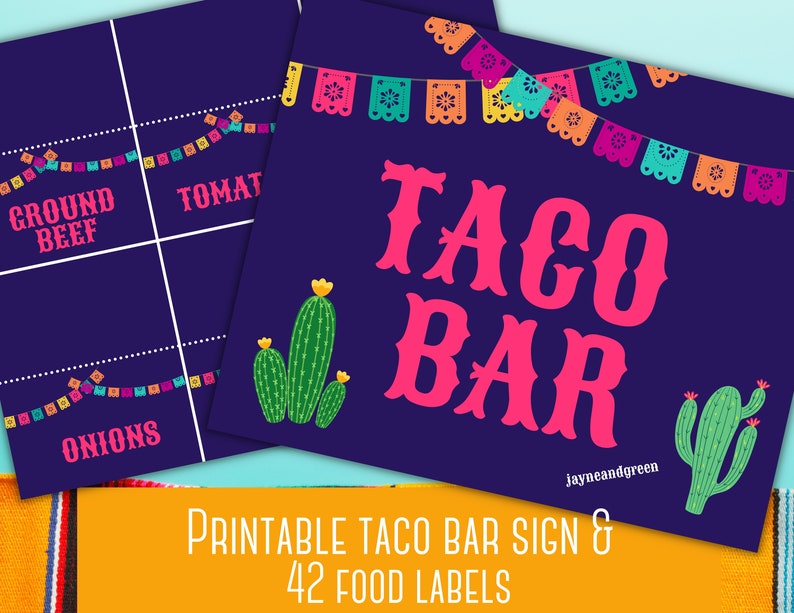 Taco Bar Printable Sign Taco Bar Food Labels Taco Bar Food | Etsy