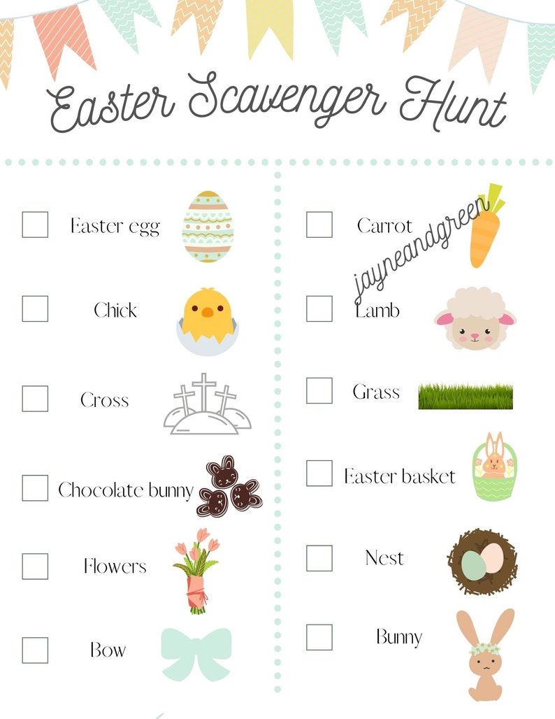 Easter Scavenger Hunt Printable, Spring Scavenger Hunt Printable ...