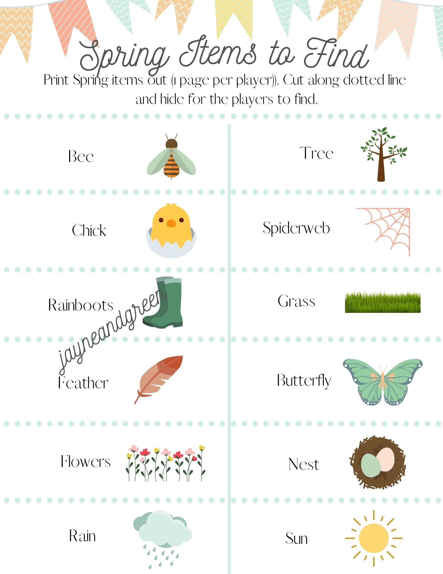 Spring Scavenger Hunt, Outdoor Kids Game Activity, Classroom Game for ...