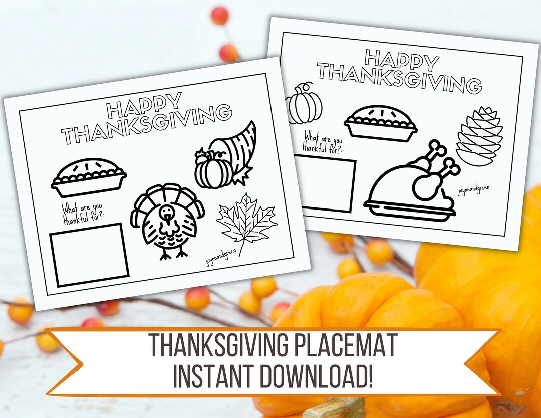 Thankgiving Kid Placemat Printable, Thanksgiving Coloring Page ...