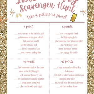 21st Birthday Scavenger Hunt, 21st Birthday Game Printable, Adult ...