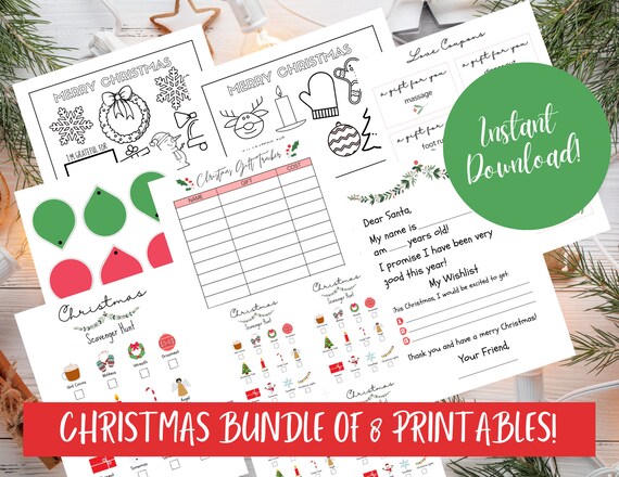 Christmas Printable Bundle Christmas List Letter to Santa | Etsy