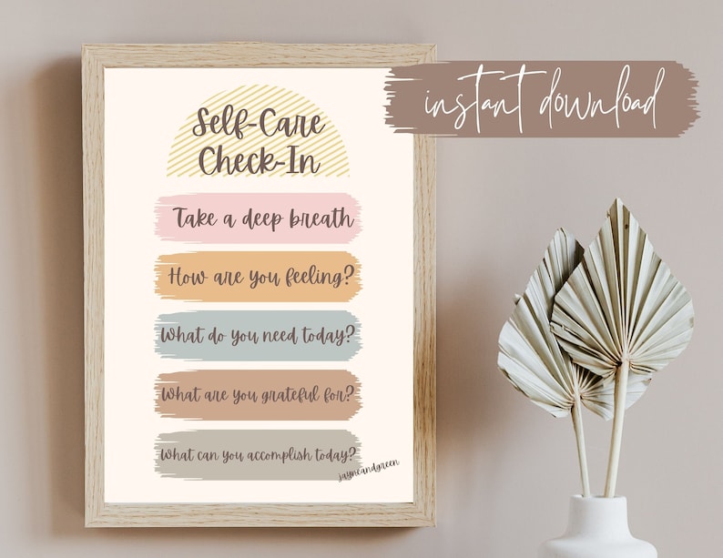 Self-care Check-in Printable Therapy Printable Counselor - Etsy