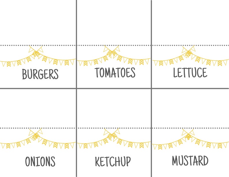 Burger Bar Sign Printable, Burger Bar Food Labels Printables, Hamburger ...