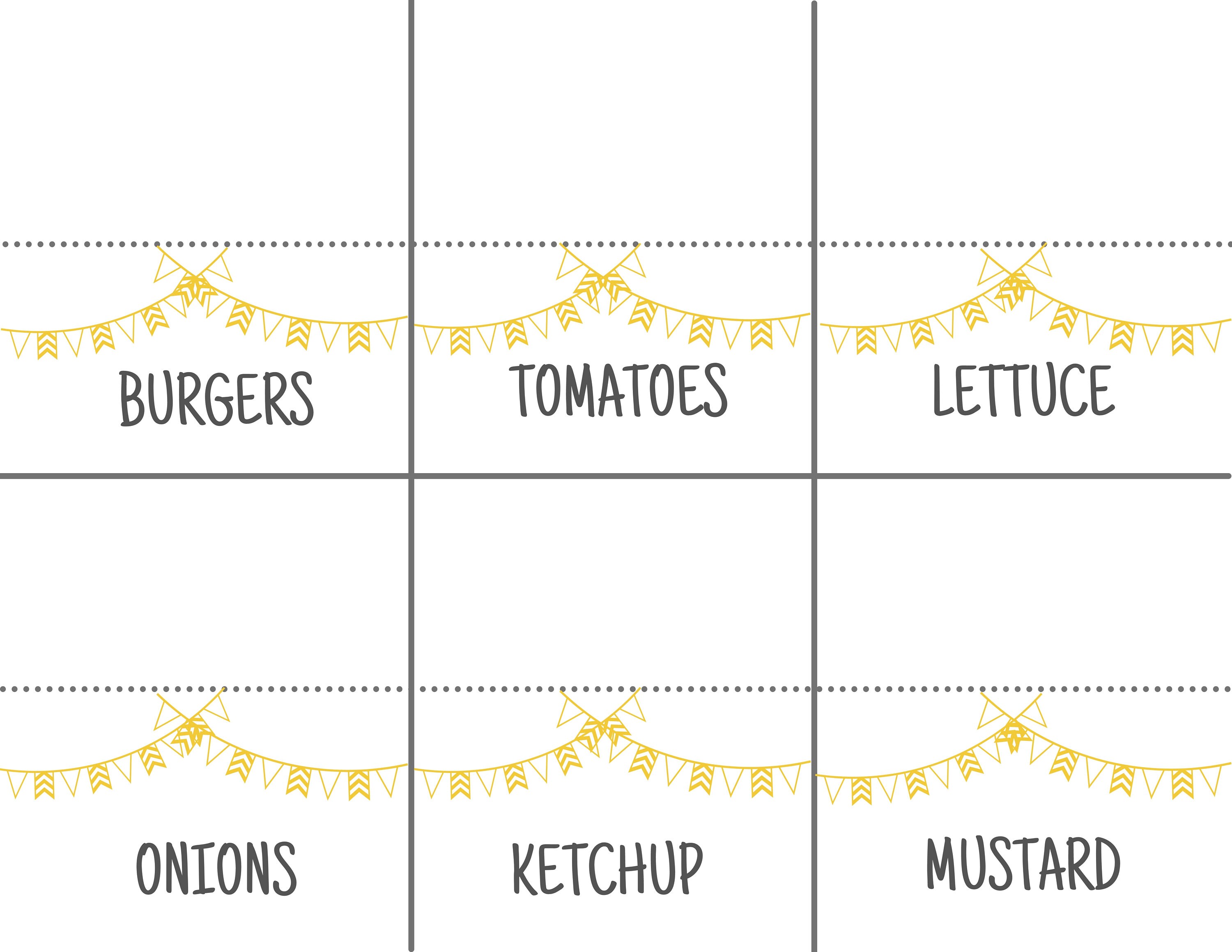 Burger Bar Sign Printable, Burger Bar Food Labels Printables, Hamburger ...