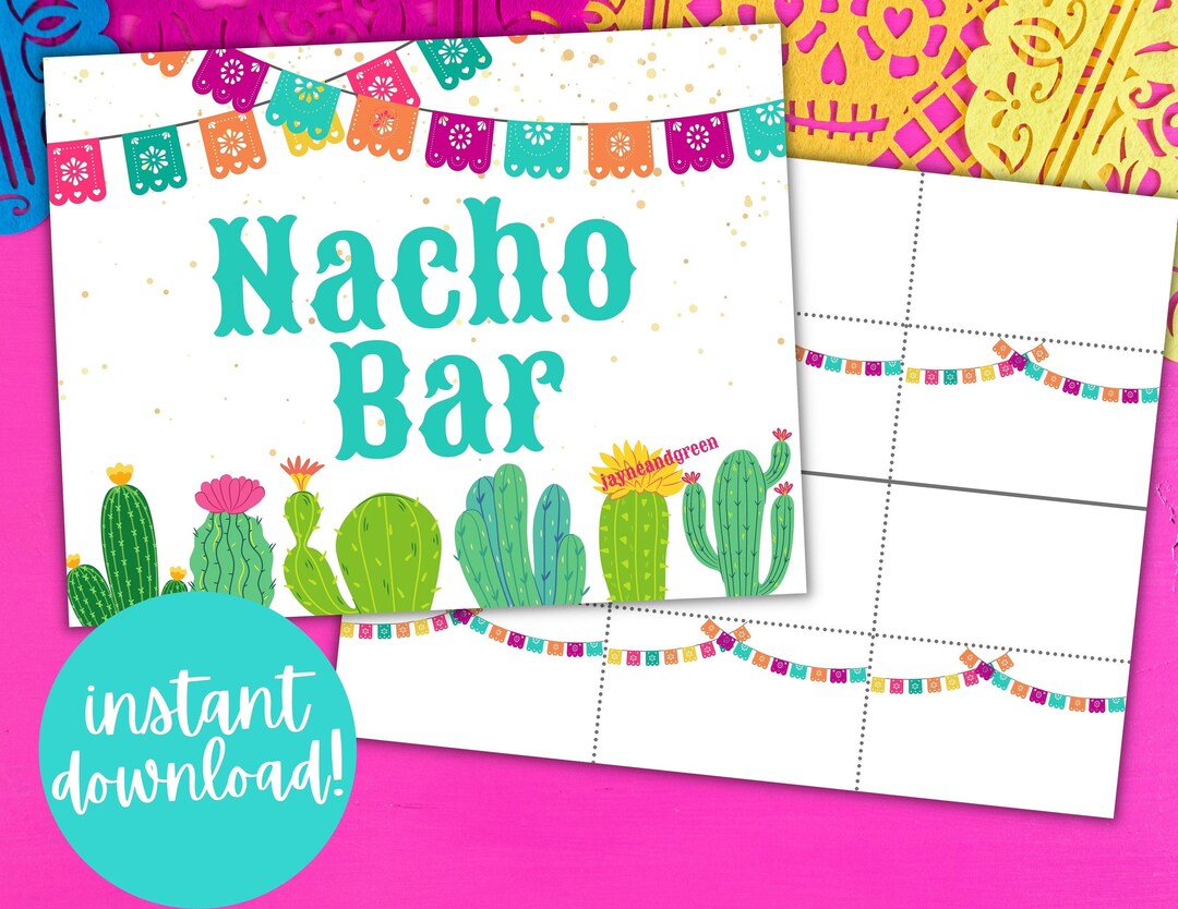 Nacho Bar Printable Sign, Nacho Bar Food Labels, Nacho Bar Food Place ...