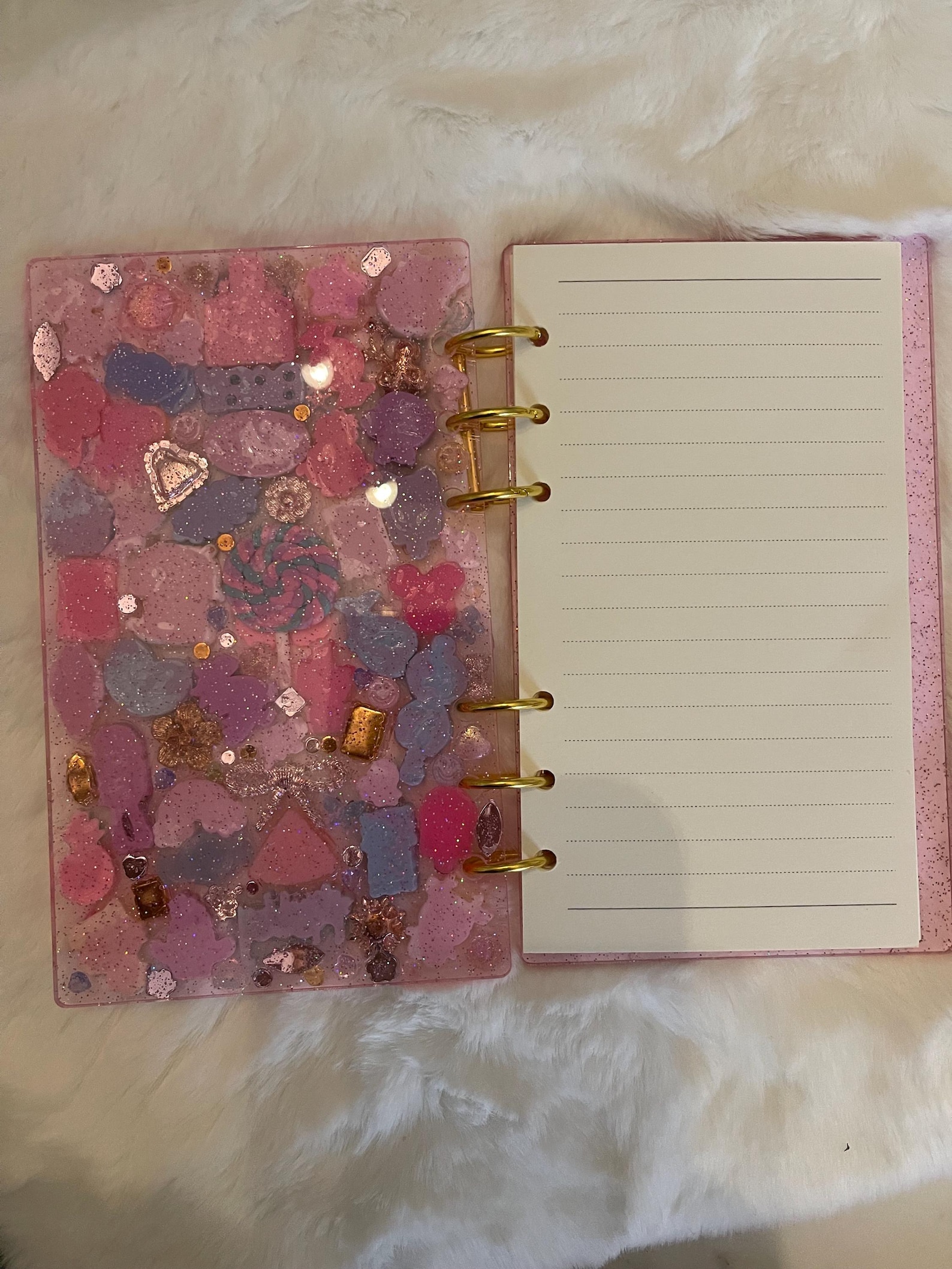 Kawaii Charmed & Jeweled Pink Gold Spiral Acrylic Notebook - Etsy