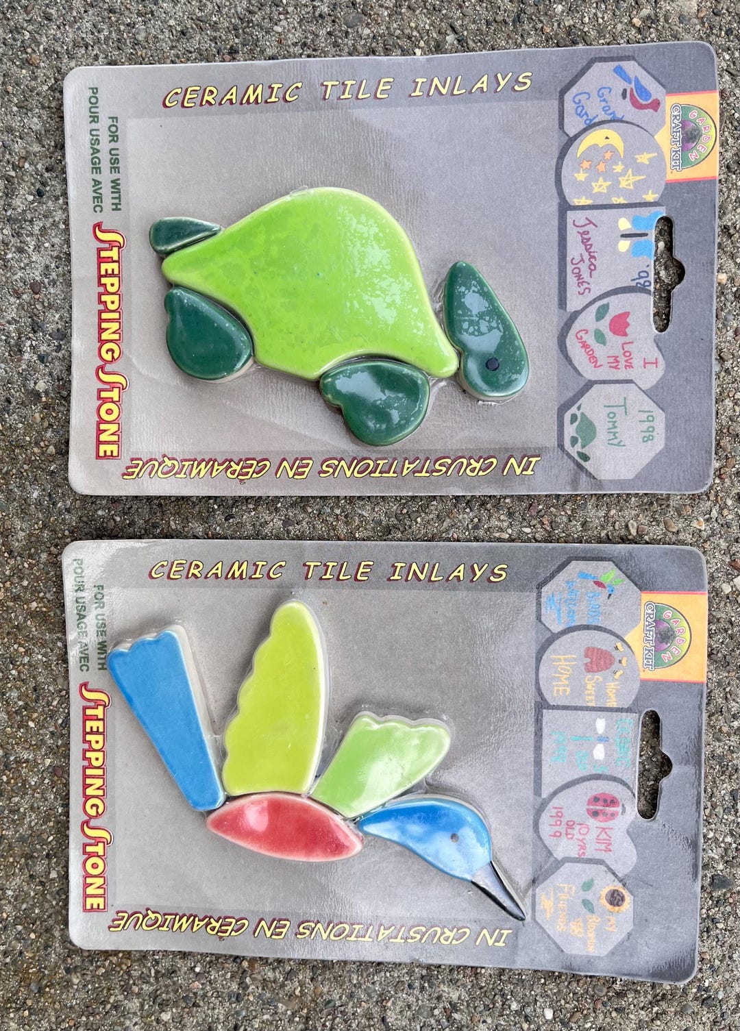 2 Ceramic Tile Inlays for Stepping Stones Turtle & Hummingbird - Etsy