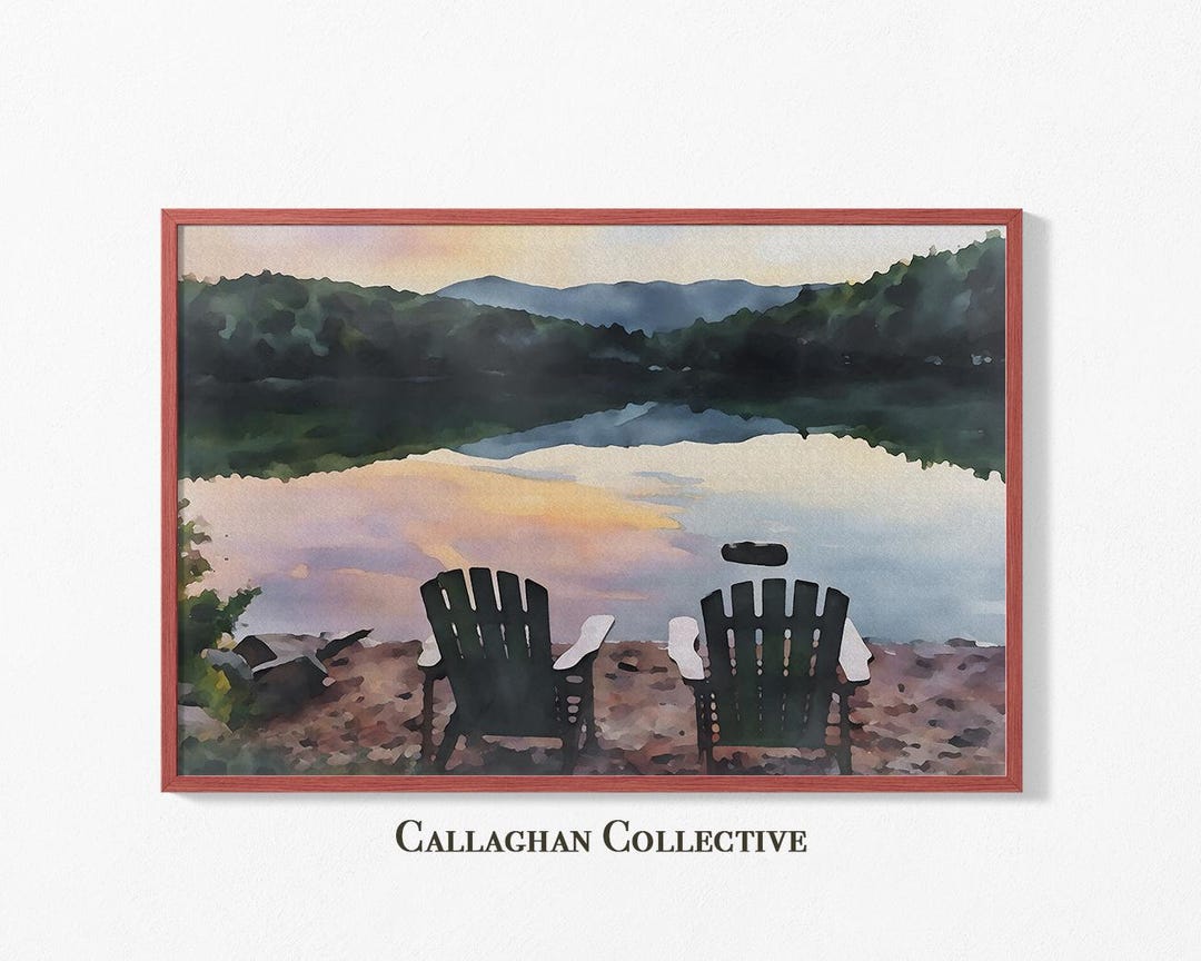 Adirondack Lake Watercolor Painting, New York Print, Cabin Wall Art ...