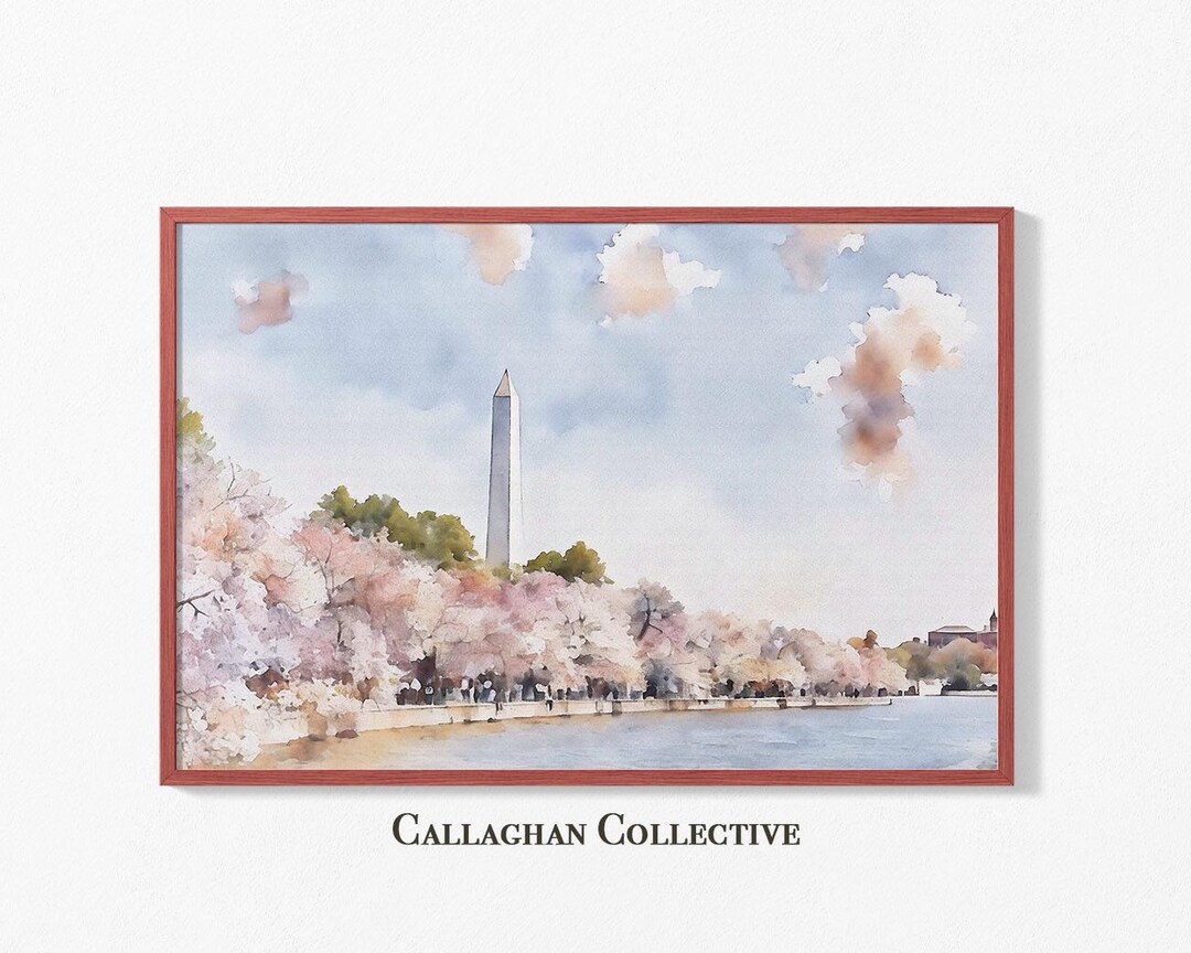Washington DC Print Cherry Blossom Art, Washington Monument Wall Art ...