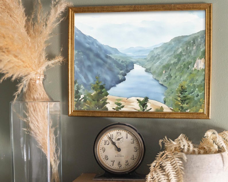 Adirondack Mountains Watercolor Painting, ADK Indian Head Lookout New ...
