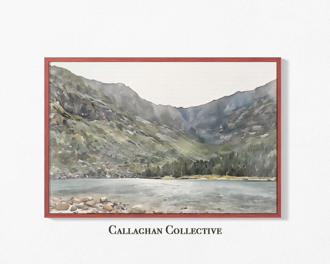 Mt Katahdin Maine Artwork Chimney Pond Watercolor Painting Baxter State ...