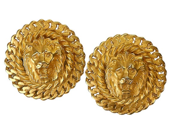 1980s Brushed Gold Plated Rope Pattern Vintage Lion H… - Gem