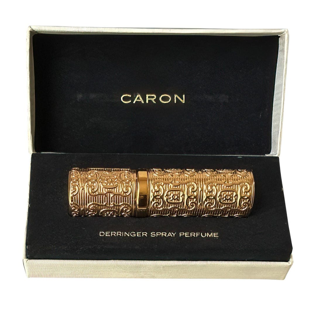 Vintage Caron Derringer Gold Ornate Spray Atomizer Original Box Empty ...