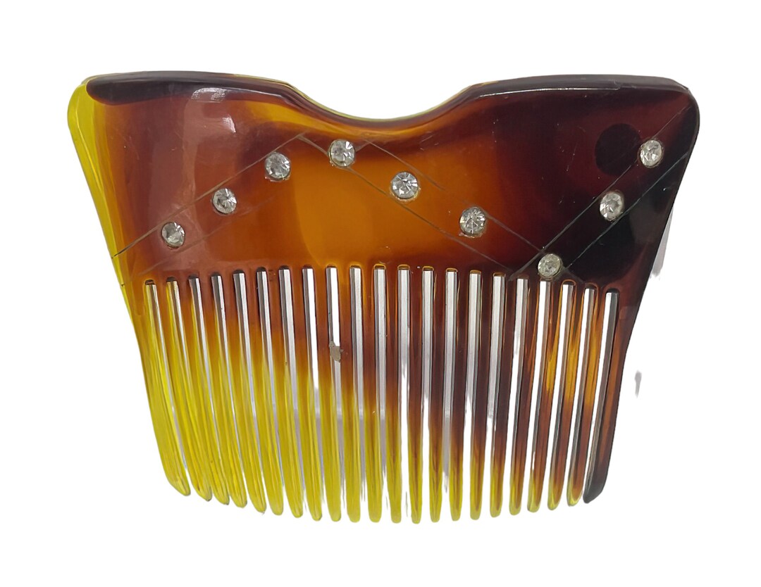 Vintage Rhinestone Hair Comb: 1960s DC Lucite Tortoise Shell - Etsy