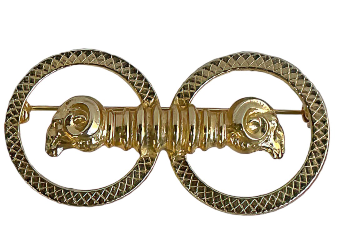 1980s Gold Plated Ram Head Brooch: Vintage Geometric Pin - Etsy
