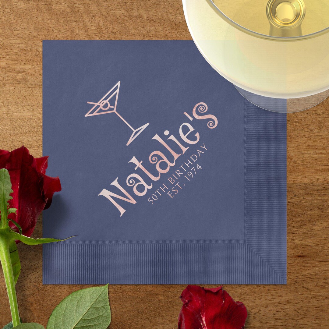 Personalized Custom Foil Birthday Napkins, Cocktail Beverage Napkins ...