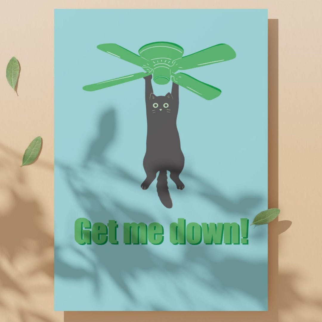 Funny Cat Wall Art Print | Humorous Digital Poster | Cat Life Home ...