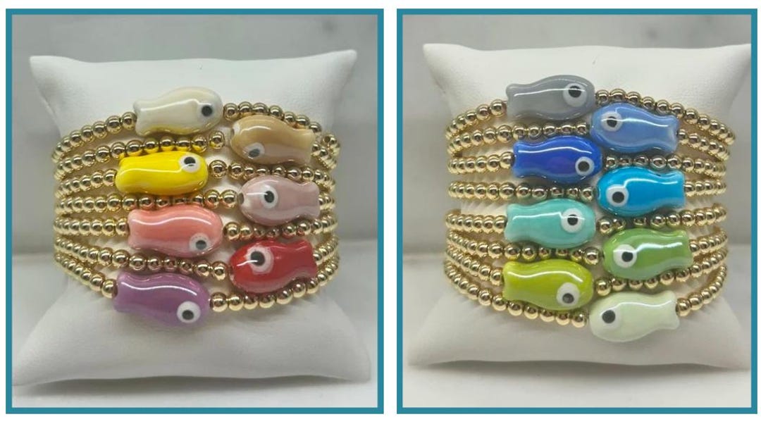 14k Gold Plated Fish Bracelet - Etsy