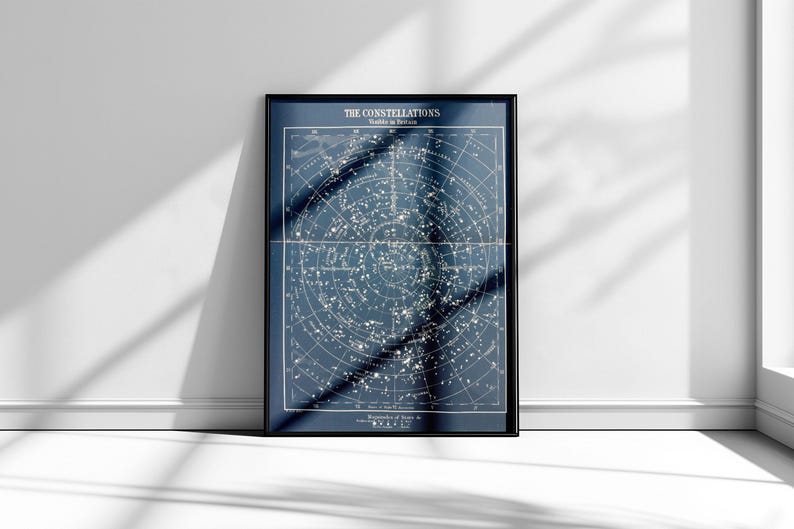 Vintage 1900s Star Constellations Map Antique Astronomy Poster ...