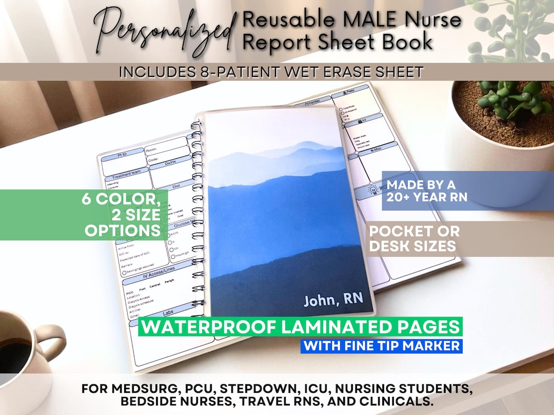 Reusable Nurse Report Book, 8-patient Nursing Report Book, Medsurg ...