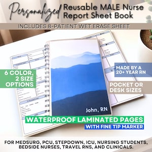 Reusable Nurse Report Book, 8-patient Nursing Report Book, Medsurg ...