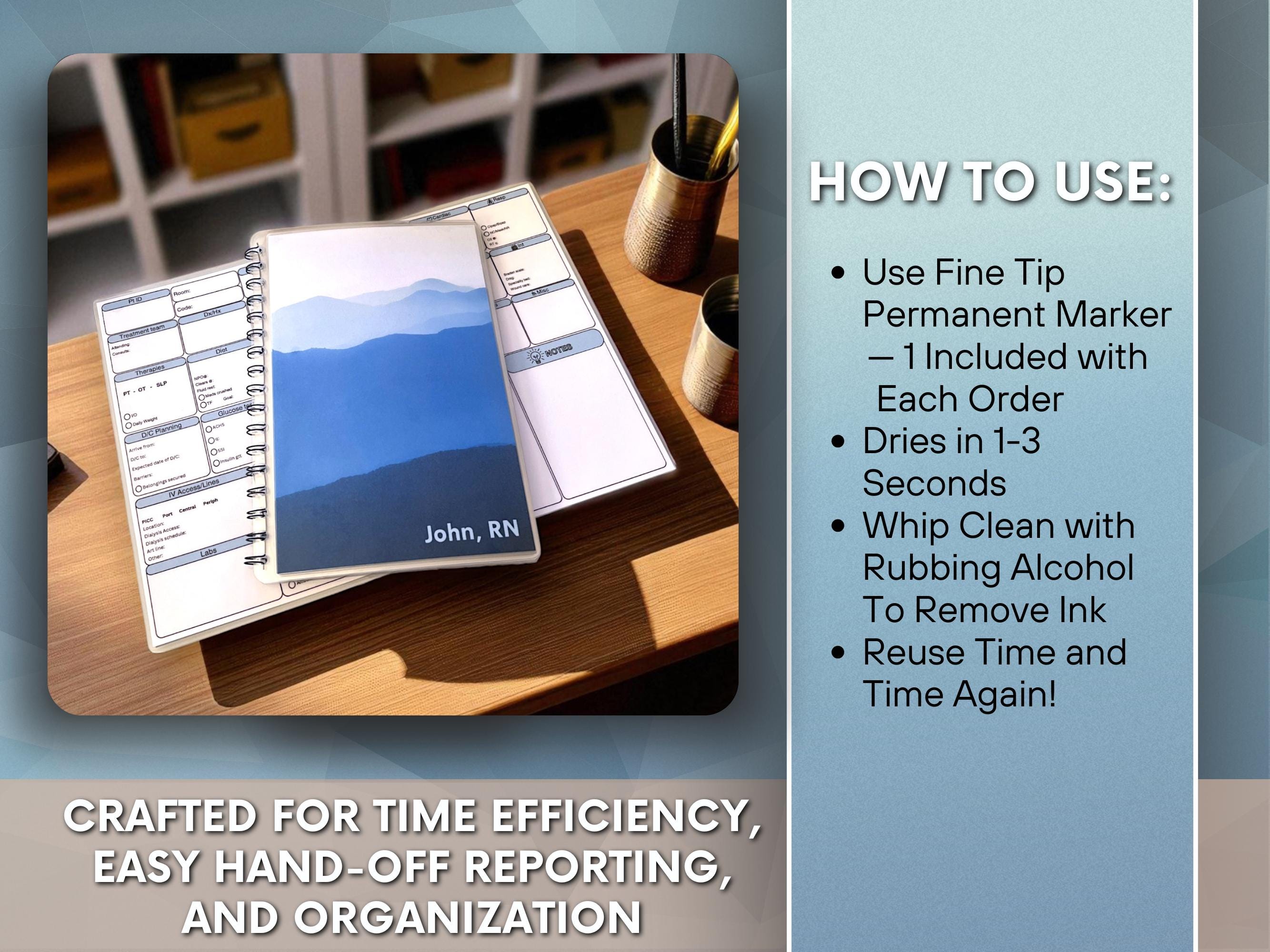Reusable Nurse Report Book, 8-patient Nursing Report Book, Medsurg ...