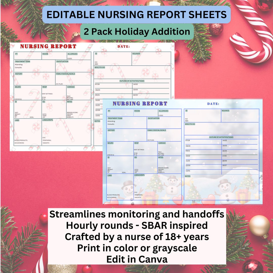 Editable ICU Nurse Report Sheet Med Surg, Nursing Report Sheet Nurse ...