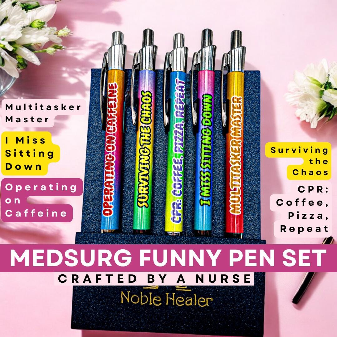 Funny Medsurg Nurse Pen Set, Funny Nurse Gifts, Medsurg Nurse Gift ...