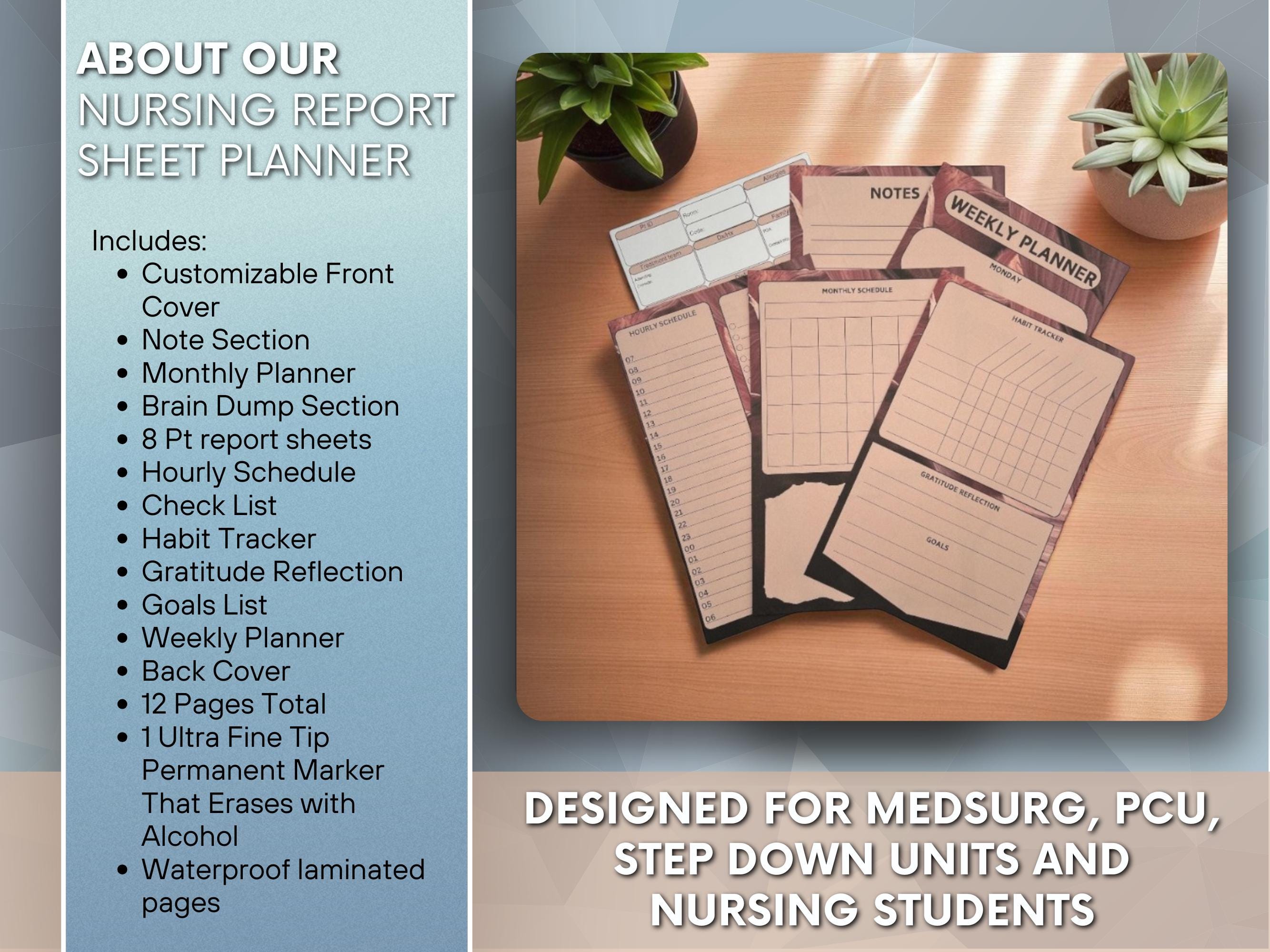 Reusable Nurse Report Book, 8-patient Nursing Report Book, Medsurg ...