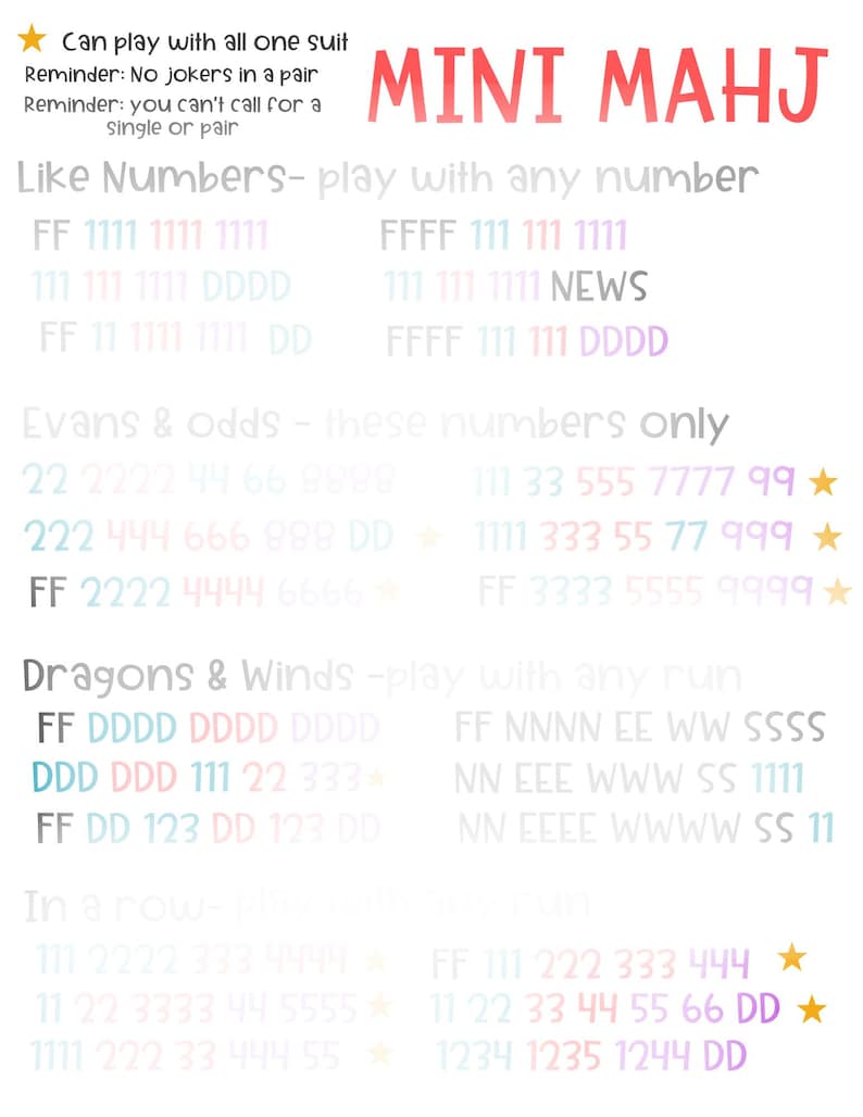 Mini Mahj- Simplified Mahjong Card for Kids - Etsy