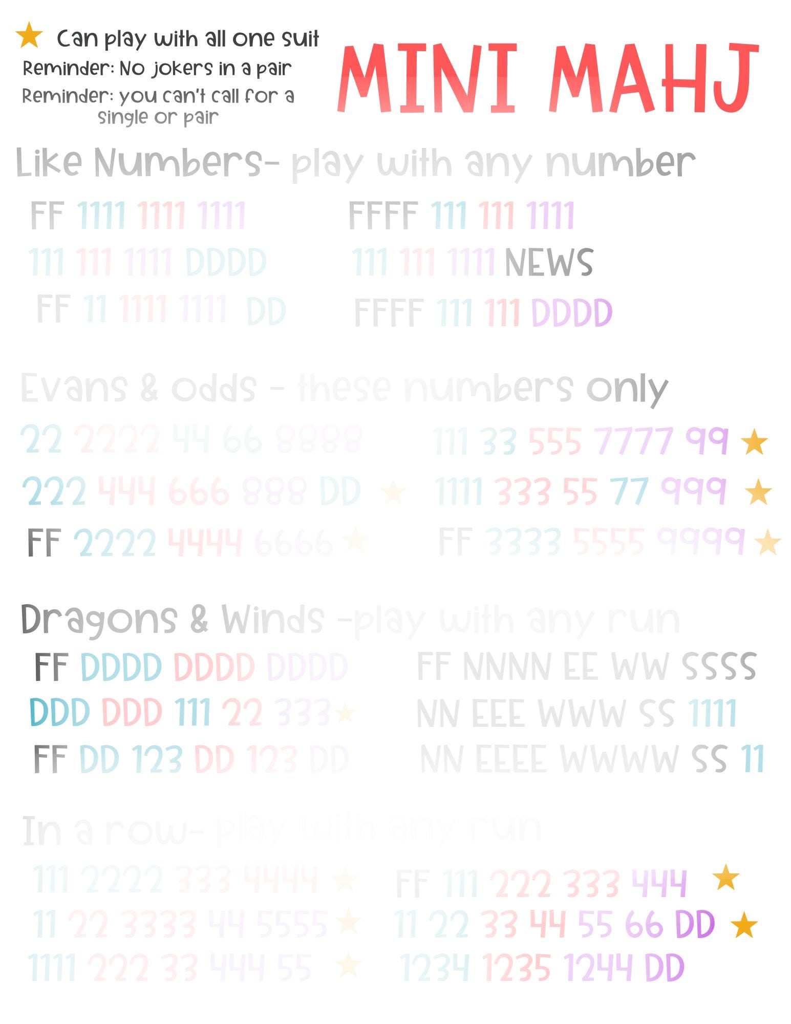 Mini Mahj- Simplified Mahjong Card for Kids - Etsy