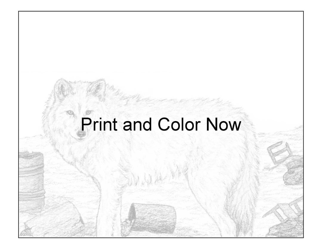 Wolf Coloring Sheet Frame in 8x10 Color Your Own Wolf - Waste Wolf ...