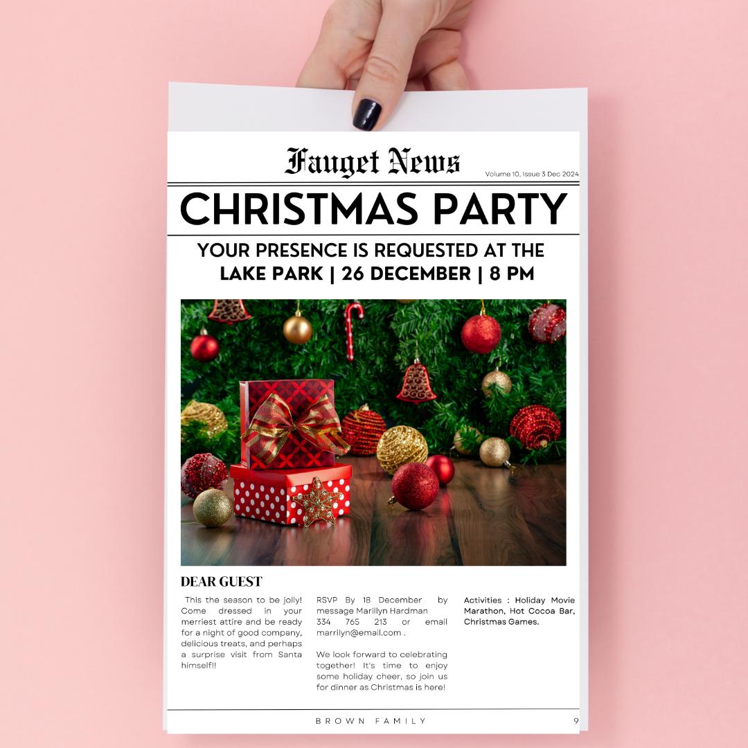 EDITABLE CHRISTMAS INVITATION Template, Christmas Newsletter Template ...
