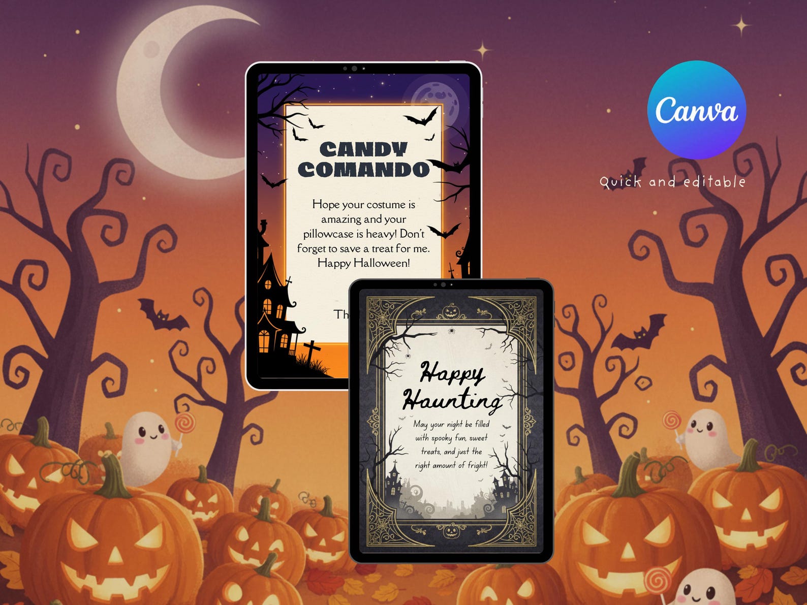 10 Editable Halloween Card Templates | Printable A6 Spooky Invitations ...