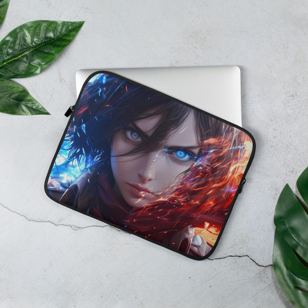 Mikasa Ackerman - Attack on Titan Fans Gift Laptop Leather Neoprene ...