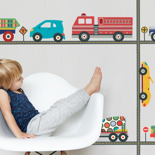 Emergency Vehicles Wall Decals With Straight Gray Road - Etsy