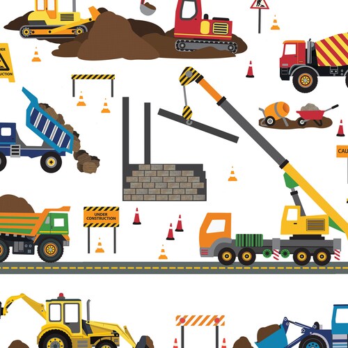 Construction Site Wall Decals & Truck Wall Decals Plus 4 New - Etsy