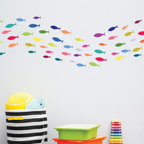 Rainbow Fish Wall Decals Kids Wall Stickers School of Fish - Etsy