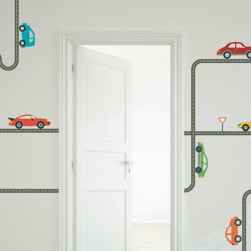 Wall Decals Gray Road With White Lines Curved & Straight - Etsy