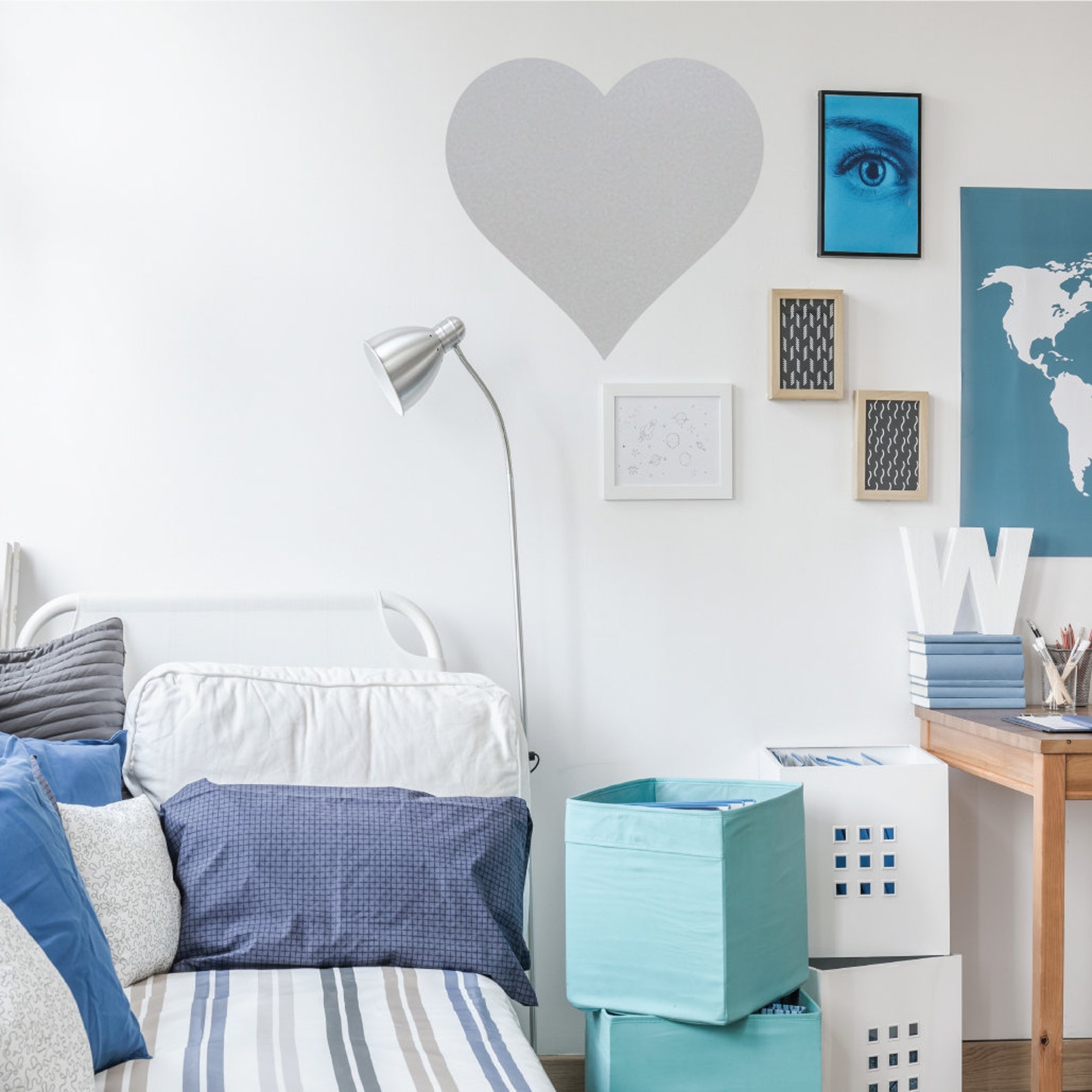 Large Metallic Gold or Silver Heart Wall Decal Peel and Stick - Etsy