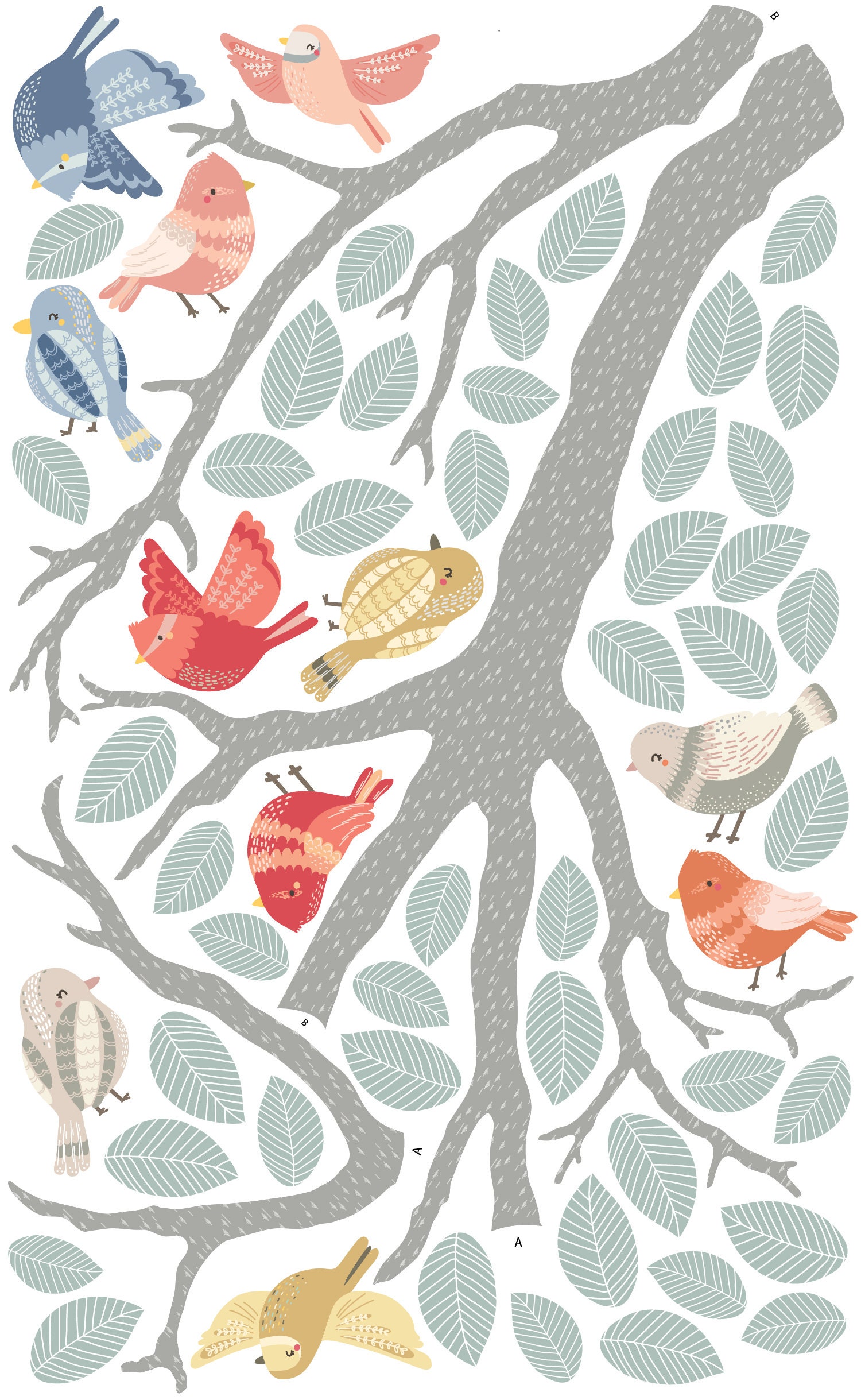 Tree Branch Wall Decal With Birds Nursery Wall Decor Bird Wall | Etsy