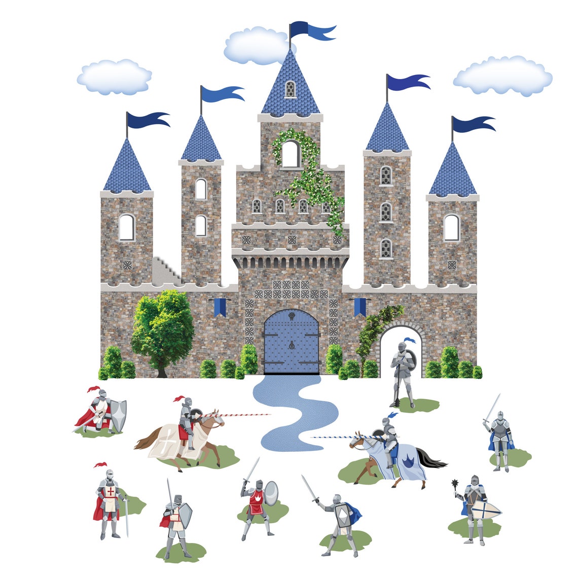 Large Medieval Castle Wall Decal With Knight Wall Stickers | Etsy