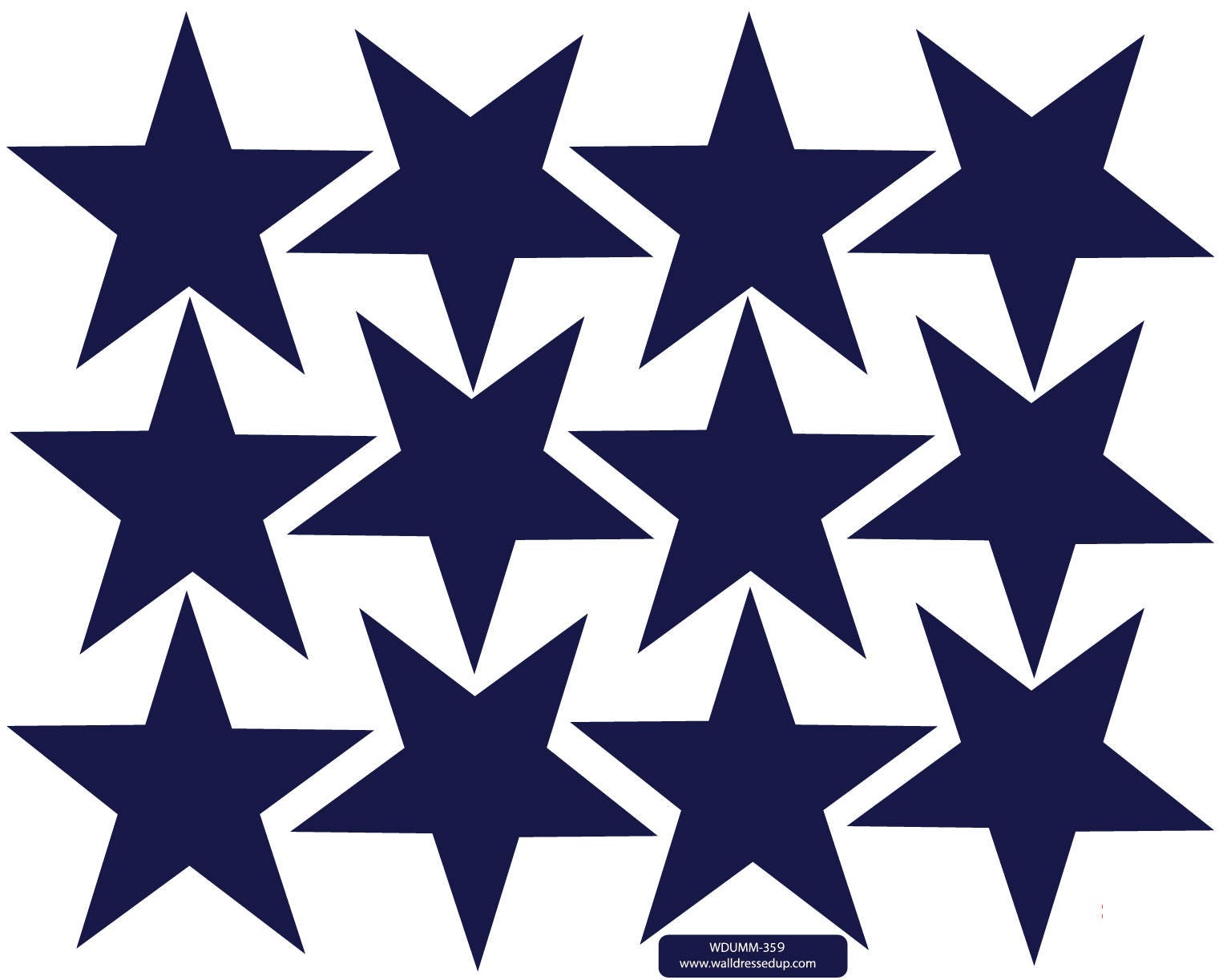12 Large Navy Stars Wall Decals, 9" Removable & Reusable Eco-friendly ...